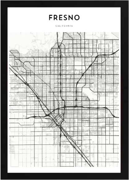 Framed Fresno Map - Framed Favorites