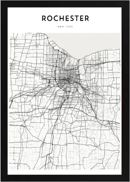 Framed Rochester Map - Framed Favorites